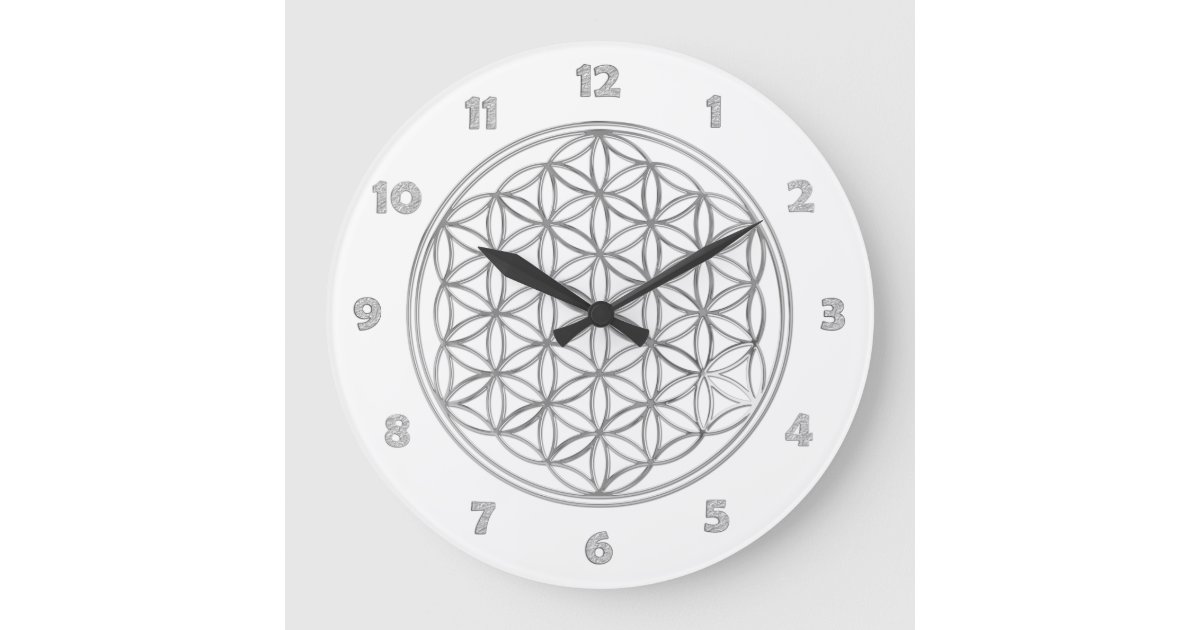 FLOWER OF LIFE - silver - clock face Numbers | Zazzle