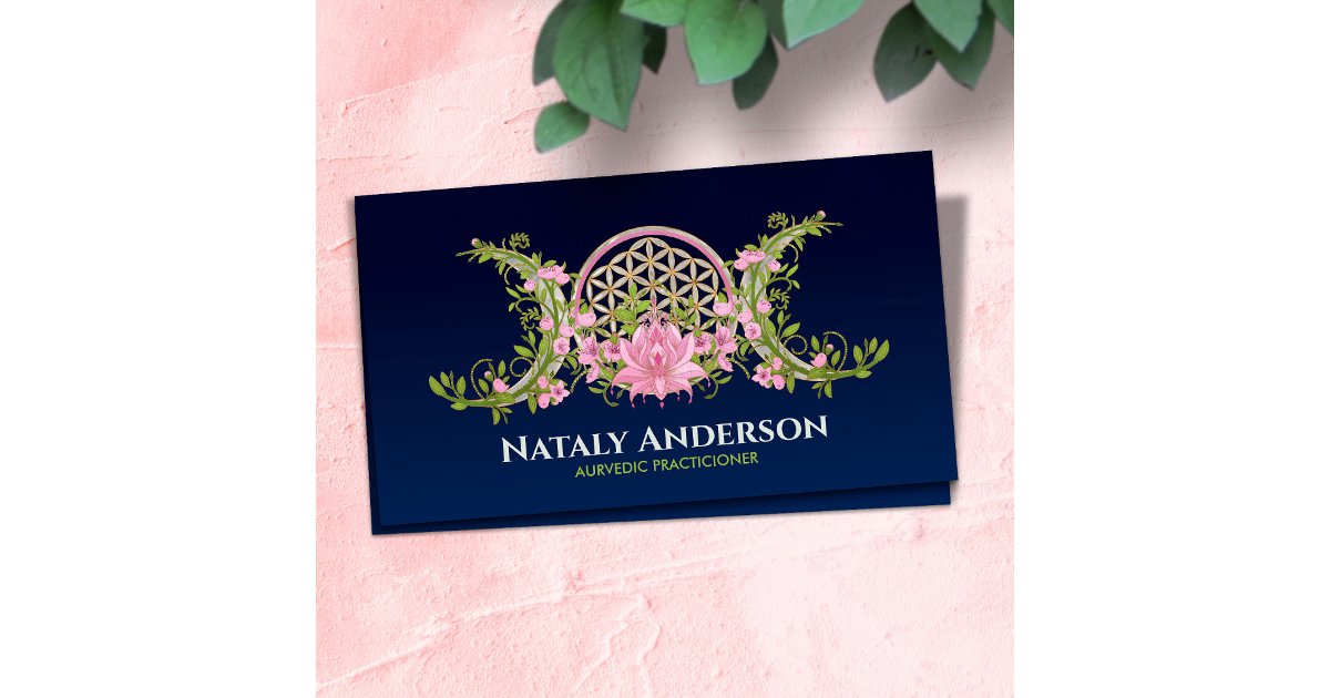 Flower of life Triple Moon Lotus Business Card | Zazzle