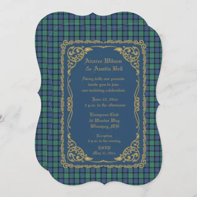 Flower of Scotland Tartan Plaid Wedding Invitation | Zazzle