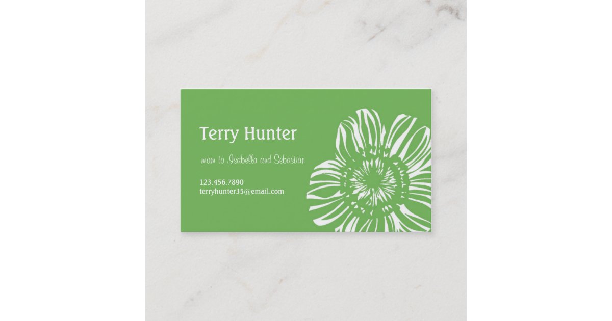 Flower on Green Background Calling Card | Zazzle