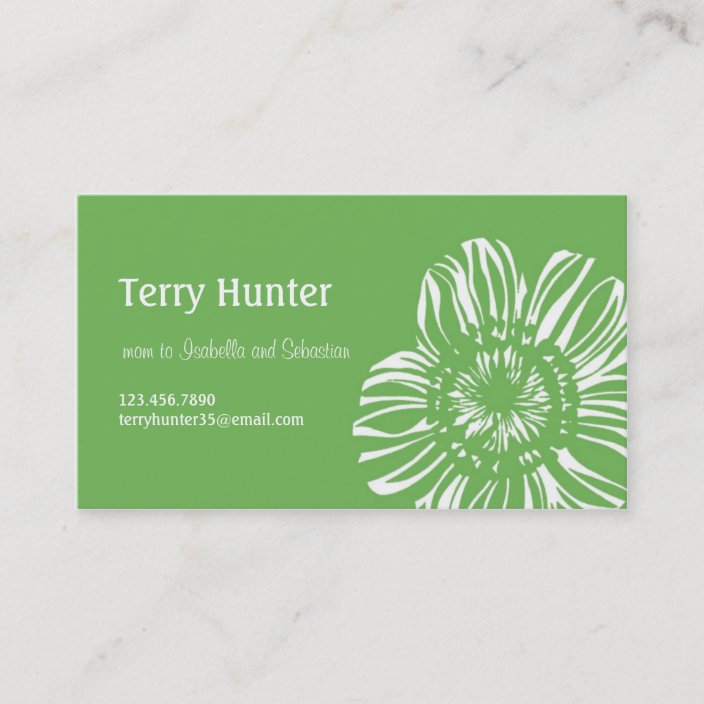 Flower on Green Background Calling Card | Zazzle