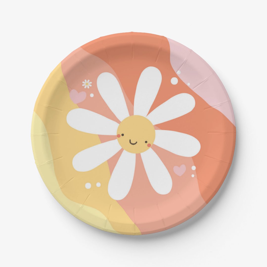 Flower Party 60's Hippie Birthday party Plates | Zazzle