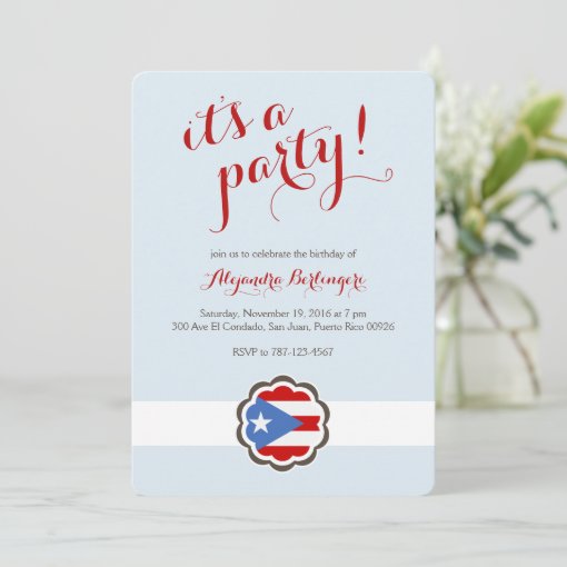 Flower Party, Puerto Rican Flag Invitation | Zazzle