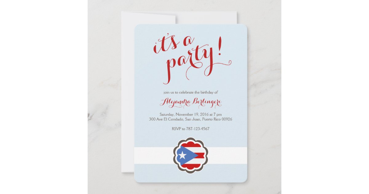Flower Party, Puerto Rican Flag Invitation | Zazzle