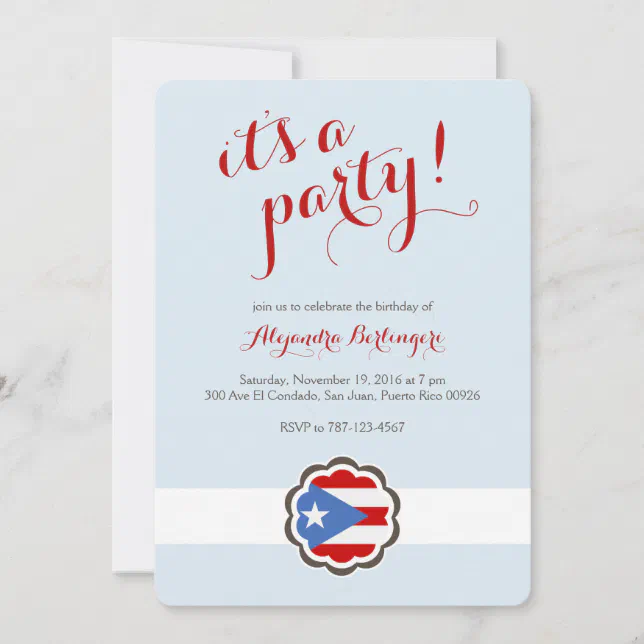 Flower Party, Puerto Rican Flag Invitation | Zazzle
