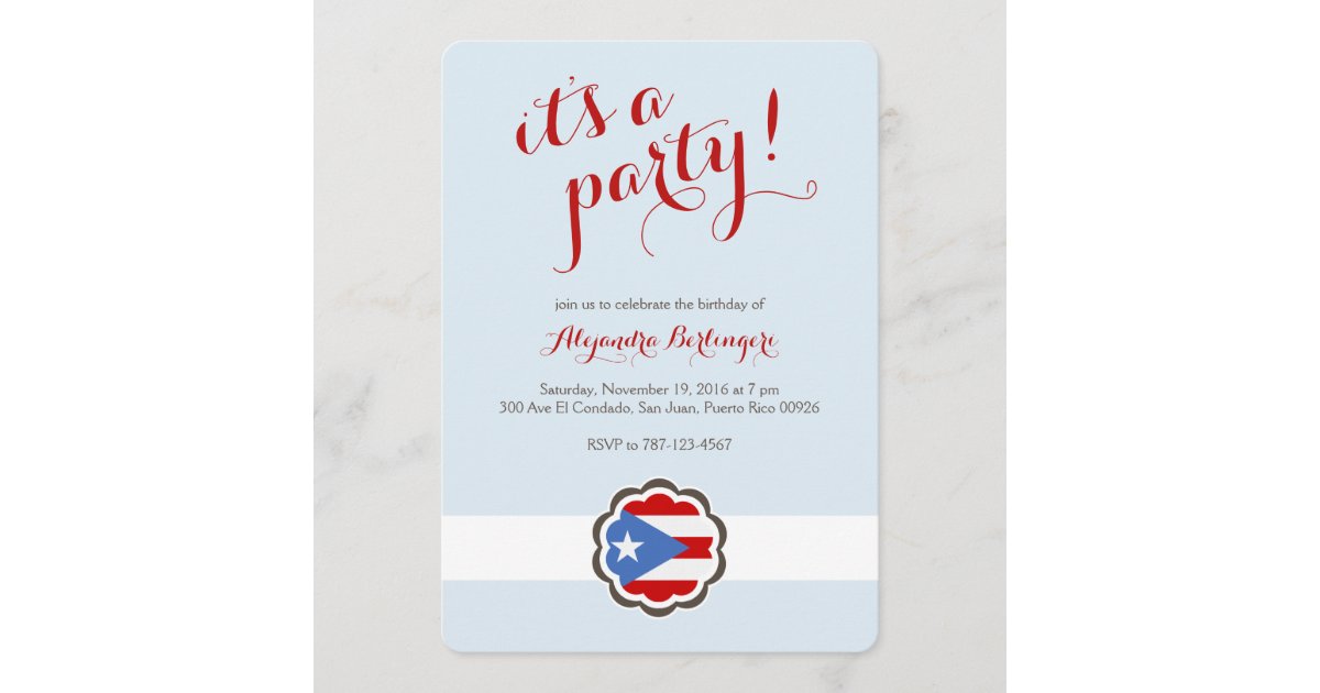 Flower Party, Puerto Rican Flag Invitation | Zazzle.com