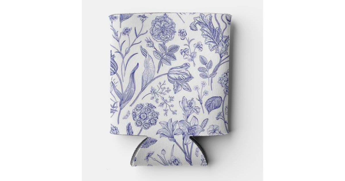 Flower pattern can cooler | Zazzle