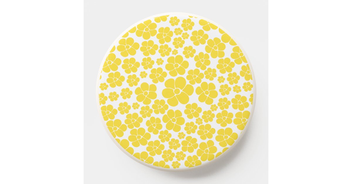 Flower Pattern - Lemon Yellow and White PopSocket | Zazzle