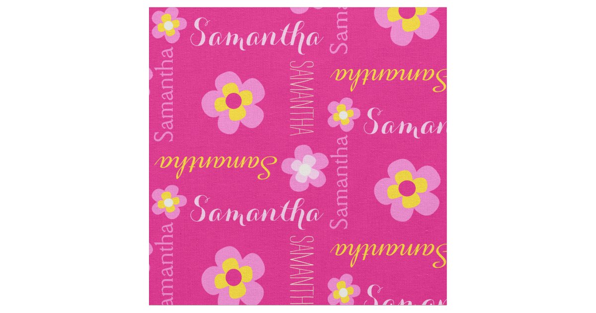 Flower personalized name typographic fabric | Zazzle