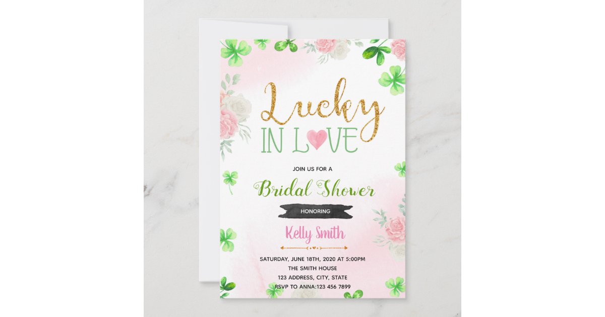 Flower pink lucky in love invitation | Zazzle