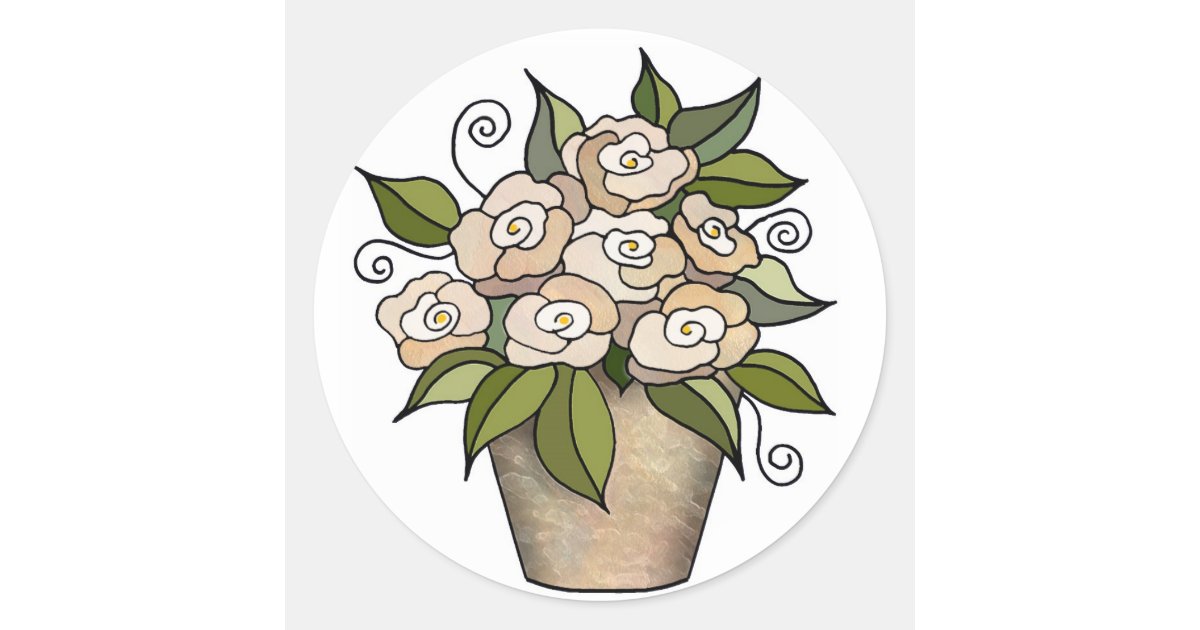 Flower Pot Sticker | Zazzle