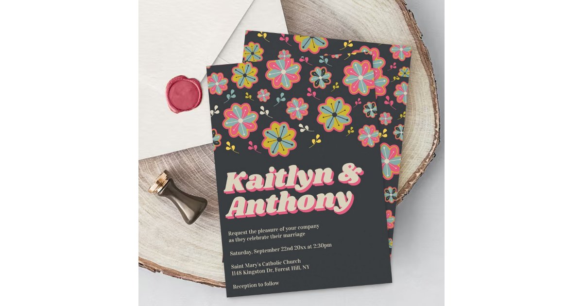 Flower Power 70's Retro Groovy Wedding Invitation | Zazzle