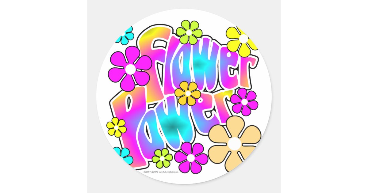 Flower Power Classic Round Sticker | Zazzle
