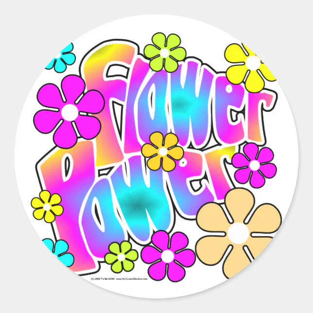 Flower Power Classic Round Sticker | Zazzle