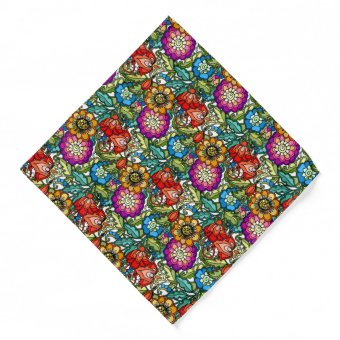 Flower Power! Colorful Retro Floral Design Bandana | Zazzle