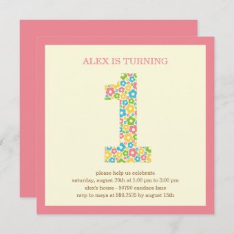 Flower Power First Birthday Invitation - Pink | Zazzle
