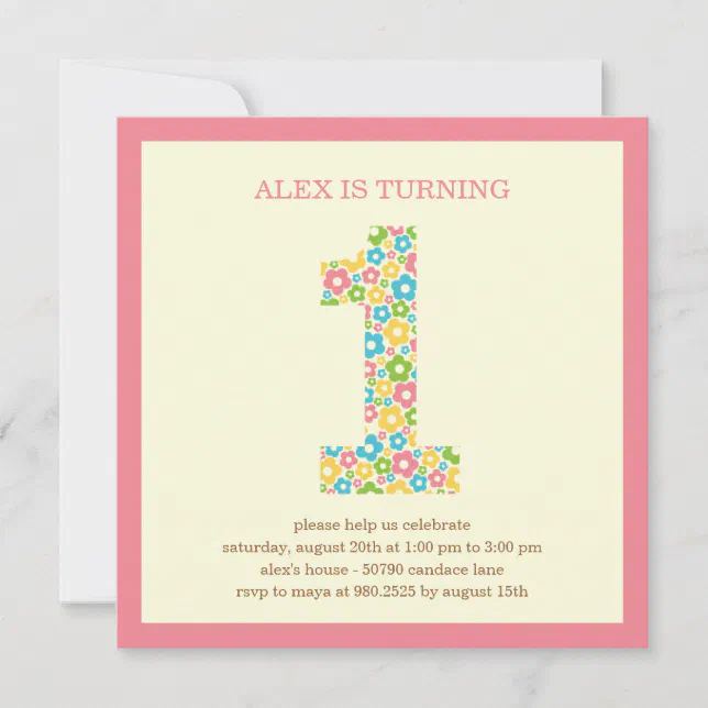 Flower Power First Birthday Invitation - Pink | Zazzle