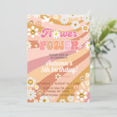 Flower Power Groovy girl 5th birthday invite. Invitation | Zazzle