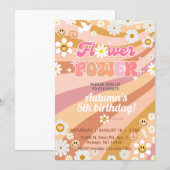 Flower Power Groovy girl 5th birthday invite. Invitation | Zazzle