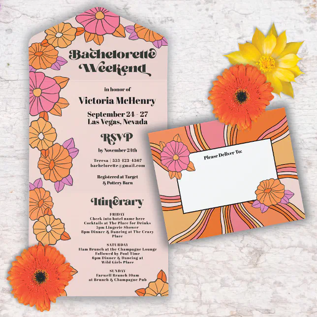 Flower Power Hippie Bachelorette Weekend All In One Invitation | Zazzle