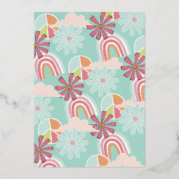 Flower Power Hippie Birthday Party Foil Invitation | Zazzle