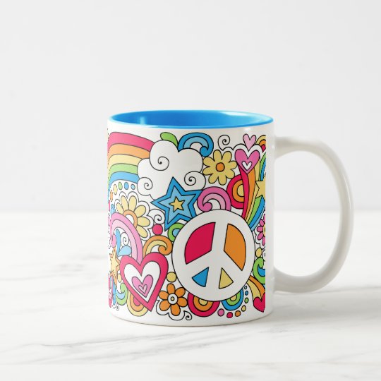 Flower Power Peace Love & Happiness Rainbow Mug ♥ | Zazzle.com