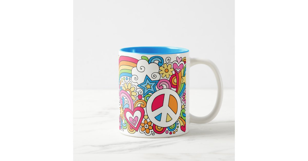 Flower Power Peace Love & Happiness Rainbow Mug ♥ | Zazzle