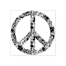 Flower Power Peace sign II + your backgr. & ideas Rubber Stamp | Zazzle