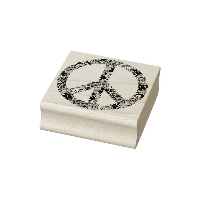 Flower Power Peace sign II + your backgr. & ideas Rubber Stamp | Zazzle
