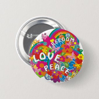 Flower Power Rainbow Pinback Button | Zazzle