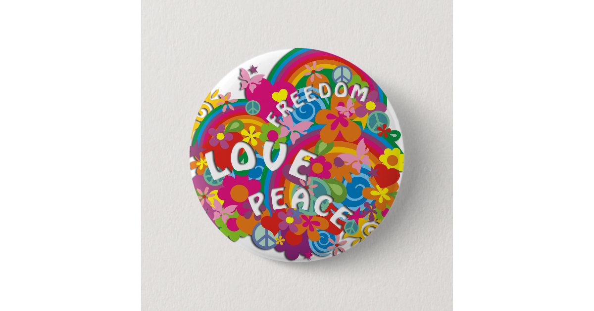 Flower Power Rainbow Pinback Button | Zazzle