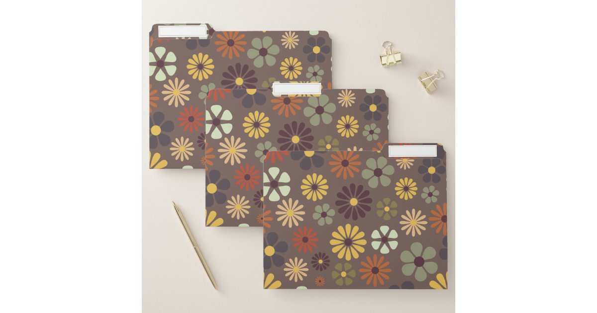 Flower Power Retro Hippy Flowers File Folder | Zazzle
