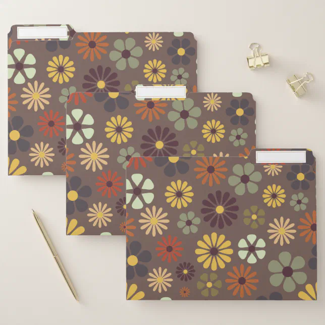 Flower Power Retro Hippy Flowers File Folder | Zazzle