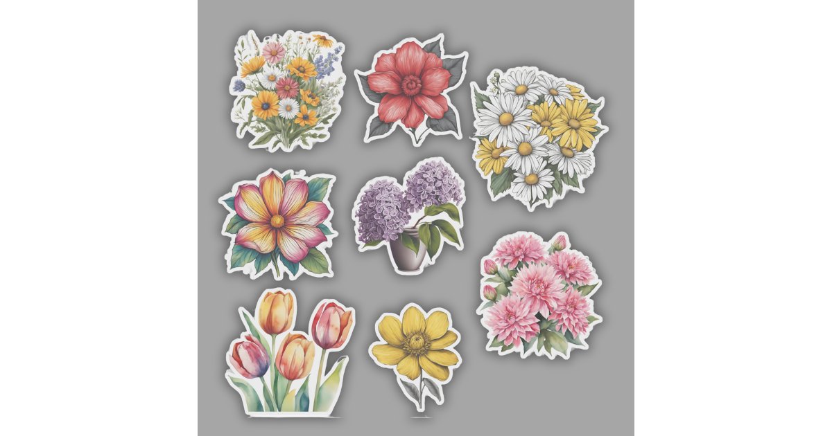 Flower Power Set Waterproof Sticker | Zazzle