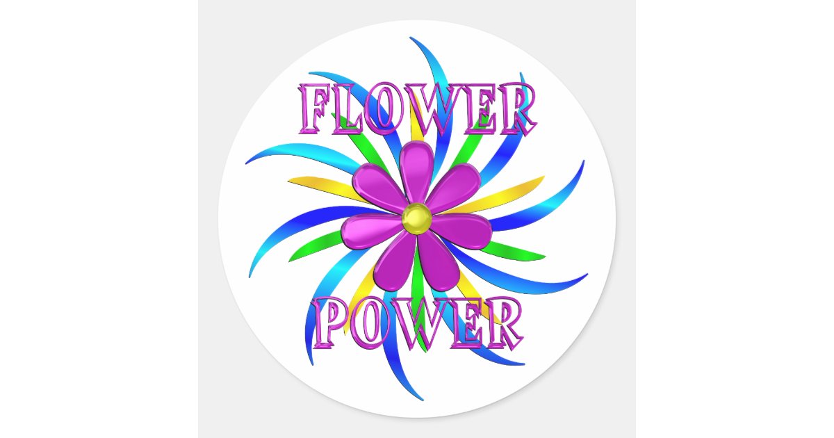 Flower Power Spiral Classic Round Sticker | Zazzle