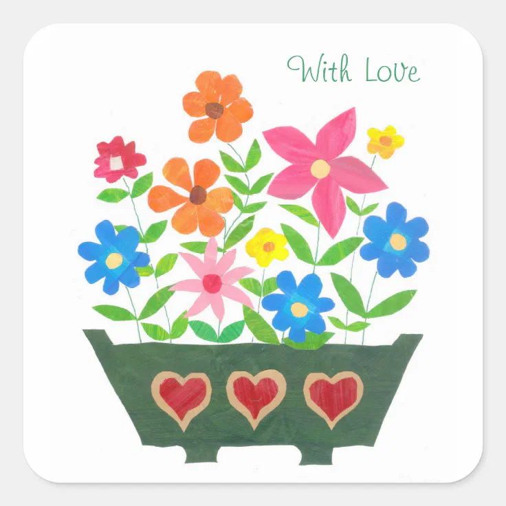 'Flower Power' Square Stickers | Zazzle