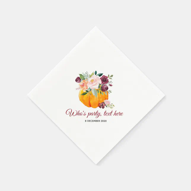 flower, pumpkin , fall Cocktail Paper Napkins | Zazzle