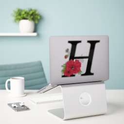 Flower set, monogram H, letter H, flowers, monogra Sticker | Zazzle