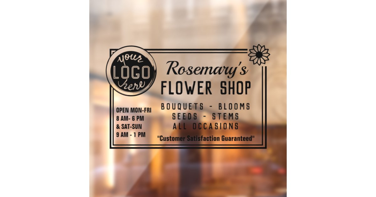 Flower Shop Custom Florist Logo Easy Advertising W Window Cling | Zazzle