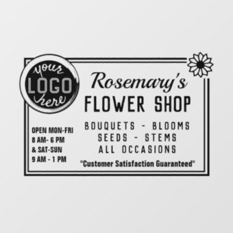 Flower Shop Custom Florist Logo Easy Advertising W Window Cling | Zazzle