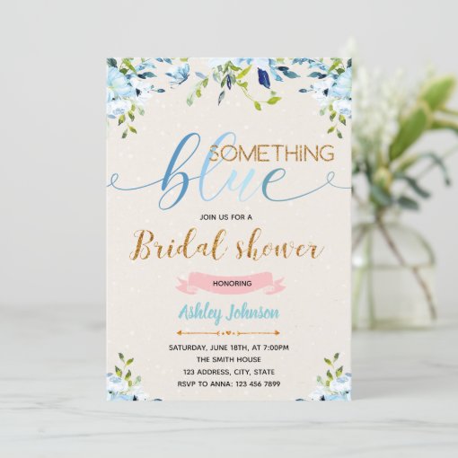 Flower something blue theme invitation | Zazzle