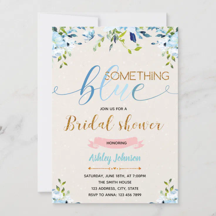 Flower something blue theme invitation | Zazzle