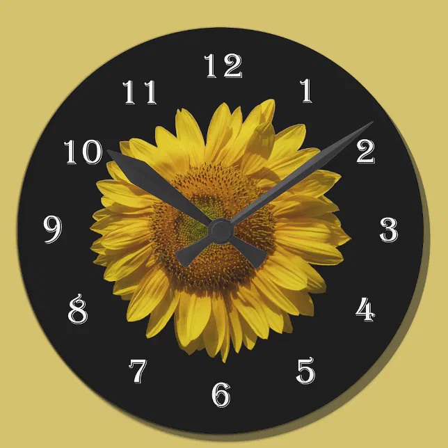 Flower Sunflower Wall Clock - Mammoth Sunflower | Zazzle