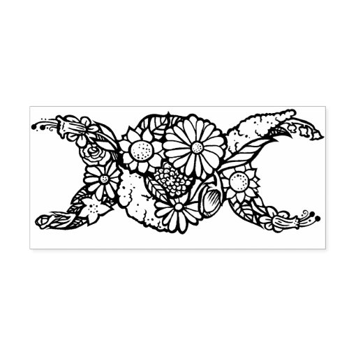 Flower Triple Moon Symbol Blessed Be Rubber Stamp | Zazzle