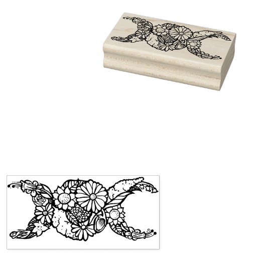 Flower Triple Moon Symbol Blessed Be Rubber Stamp | Zazzle