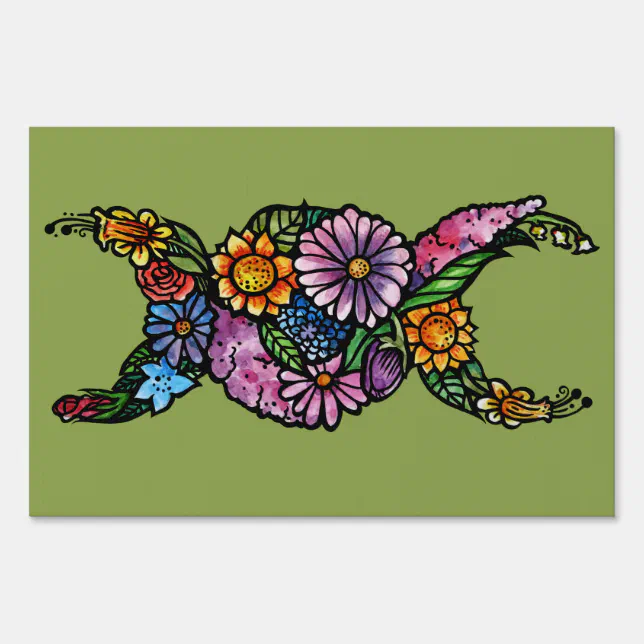 Flower Triple Moon Symbol Blessed Be Sign | Zazzle