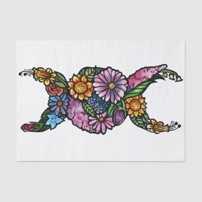 Flower Triple Moon Symbol Blessed Be Tissue Paper | Zazzle