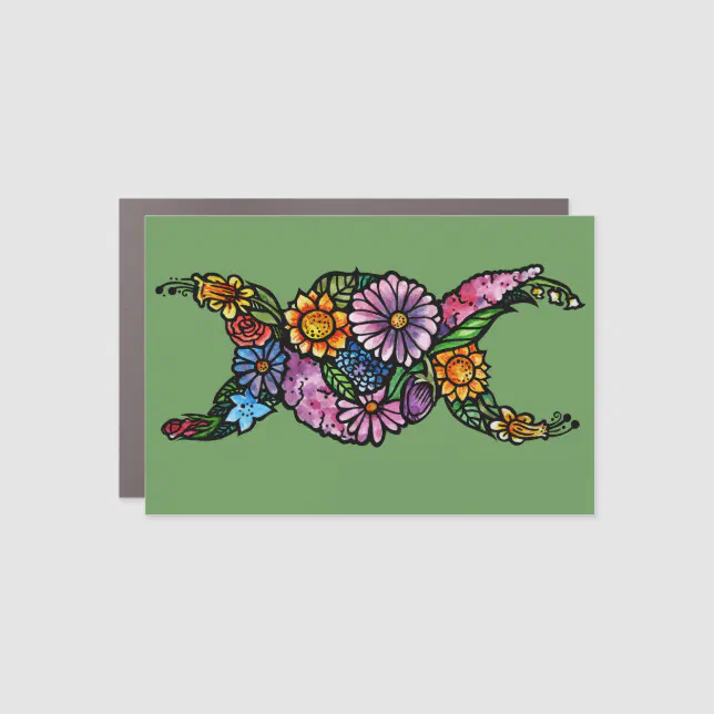 Flower Triple Moon Symbol Blessed Car Magnet | Zazzle