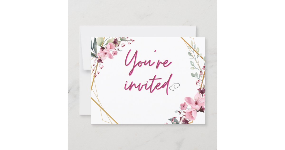 flower wedding invitation with gloss finish postcard | Zazzle