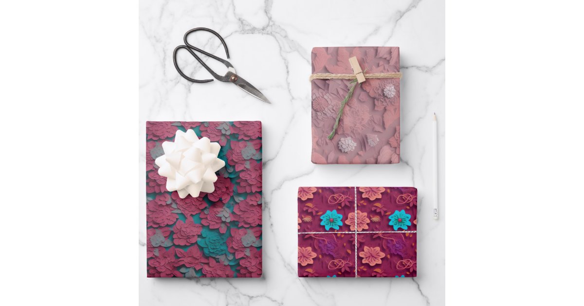 Flower Wrapping Paper - Papercut Floral Designs | Zazzle